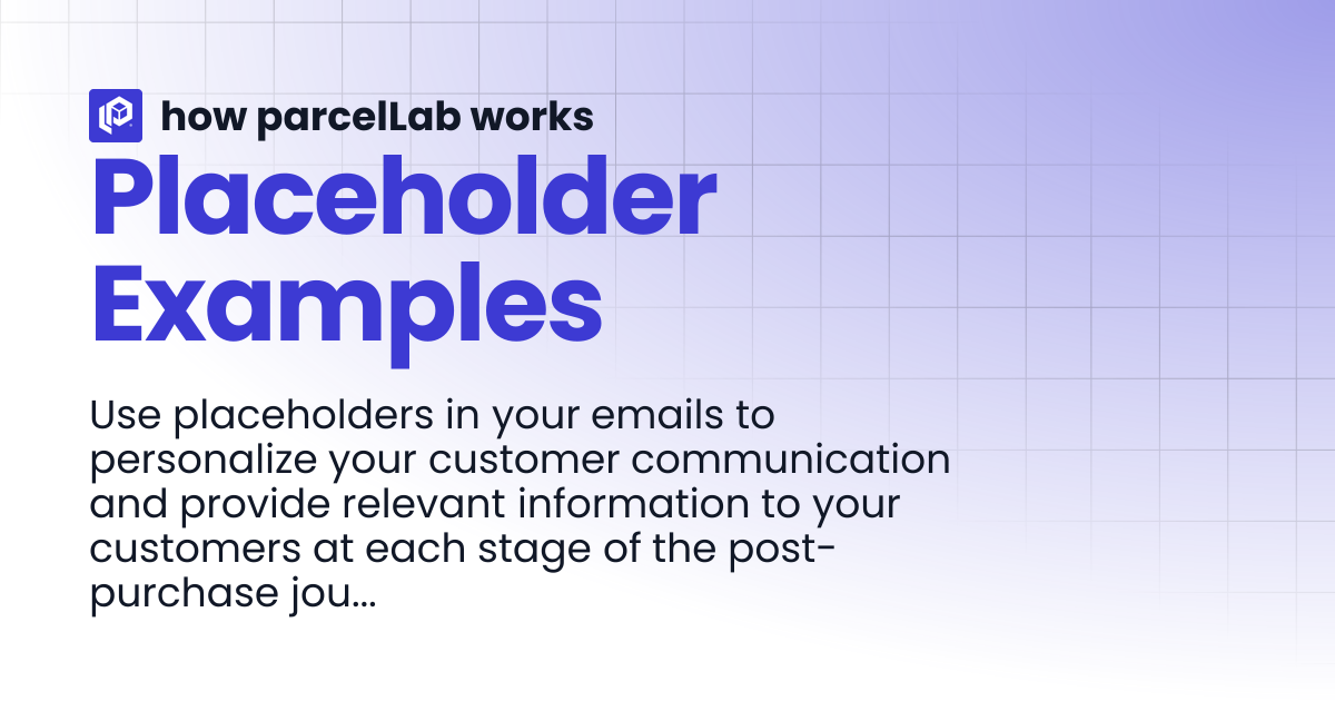 Placeholder Examples | how parcelLab works